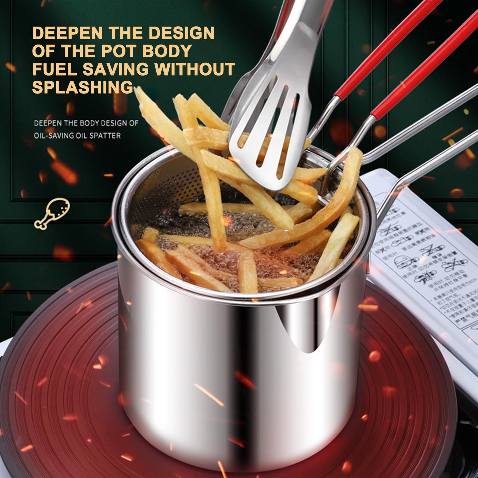 Mini Deep Fryer Pot Usa Style Oil-Saving Stainless Steel,Deep Fryer ...