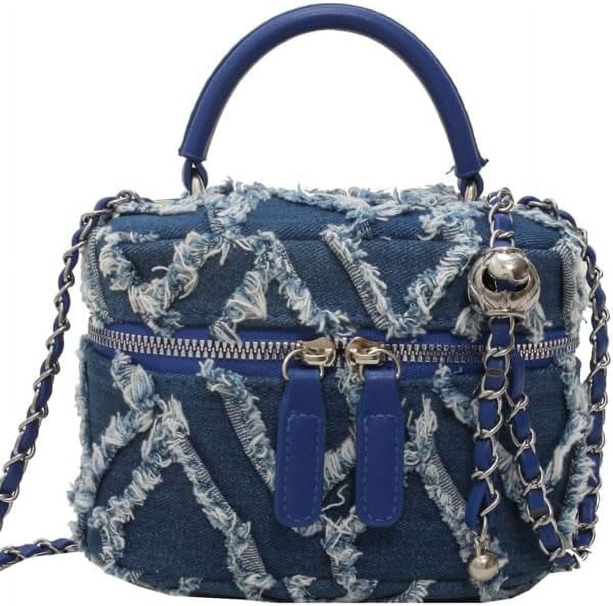 Mini Denim Bag Denim Bucket Bag Quilted Crossbody Bag Denim Tassel Hobo ...