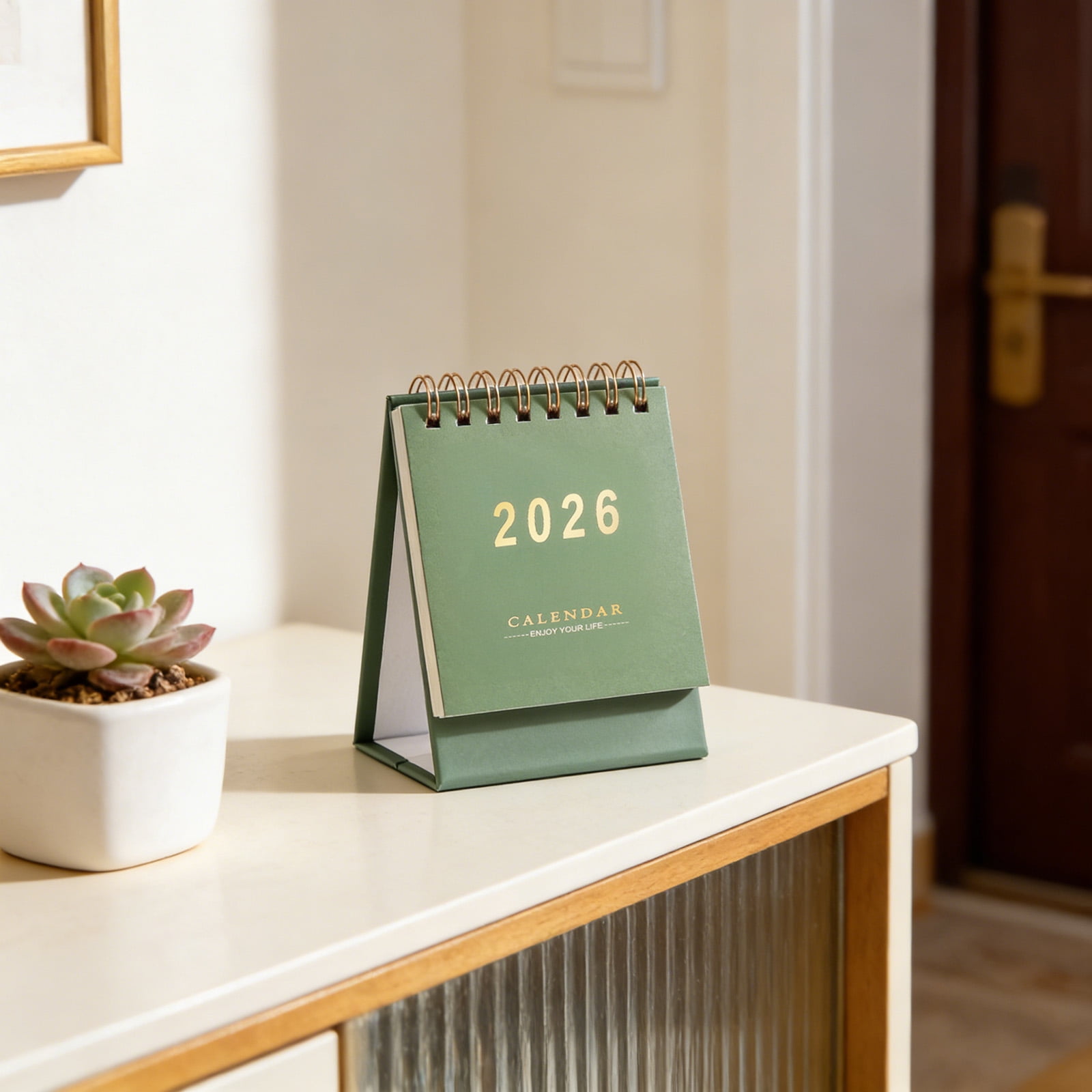 Mini Desk Calendar 2026-2027,Standing Flip Small Desktop Calendar,Twin ...