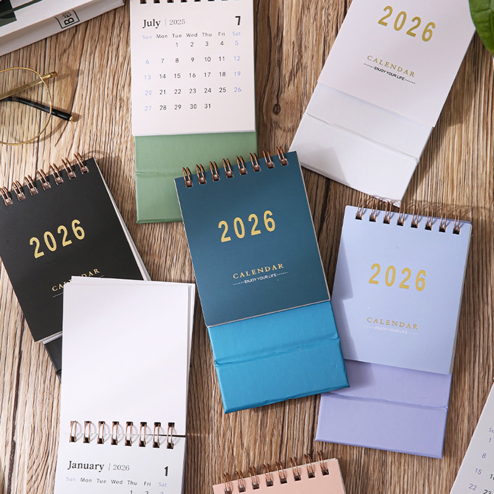 Mini Desk Calendar 2026-2027,Standing Flip Small Desktop Calendar,Twin ...