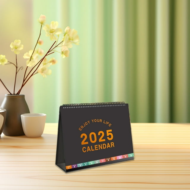 Mini Desk Calendar to 2025, Monthly Standing Flip Calendar with Steel ...