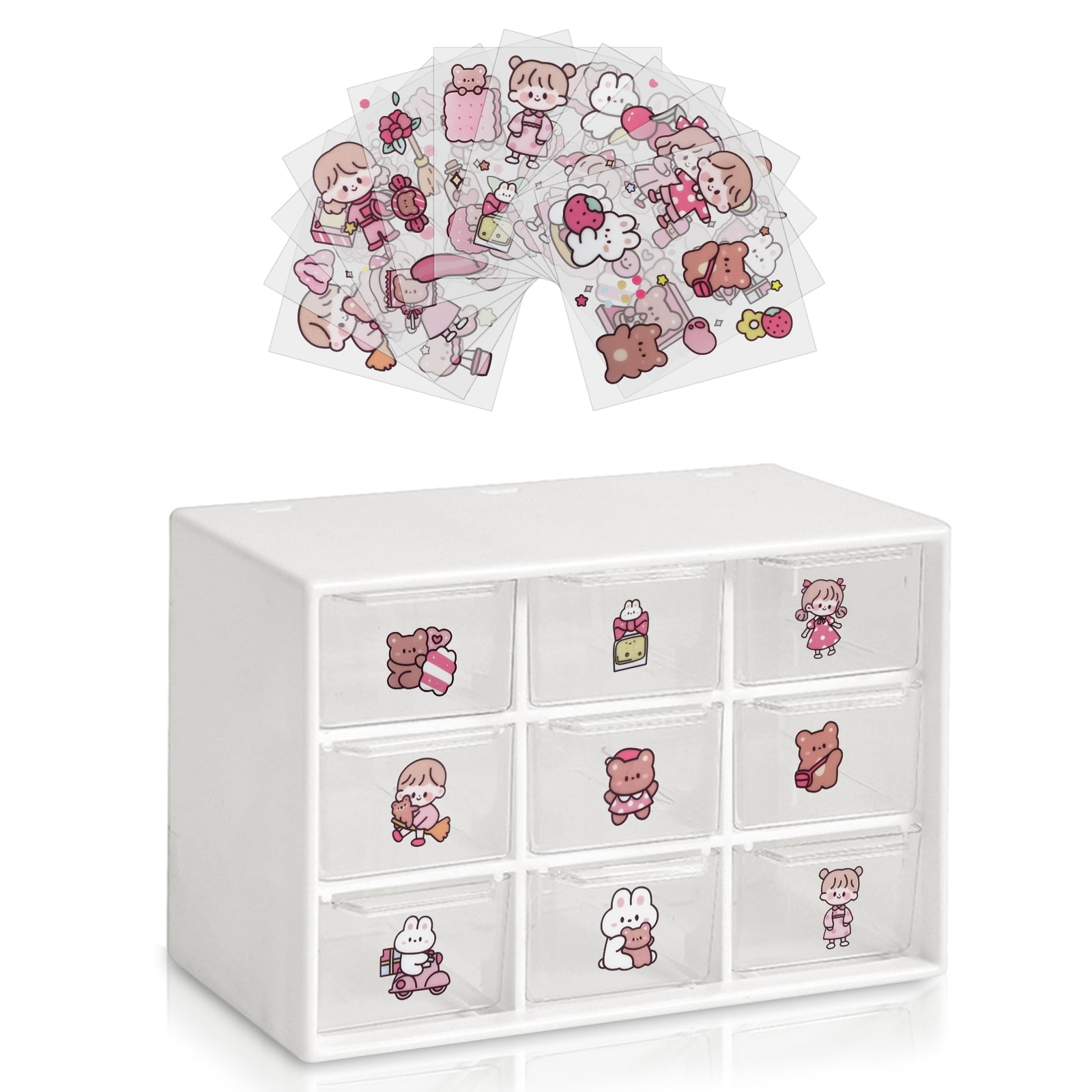 Mini Desk Organizer Drawer 9 Removable, Cute Plastic Art Craft ...