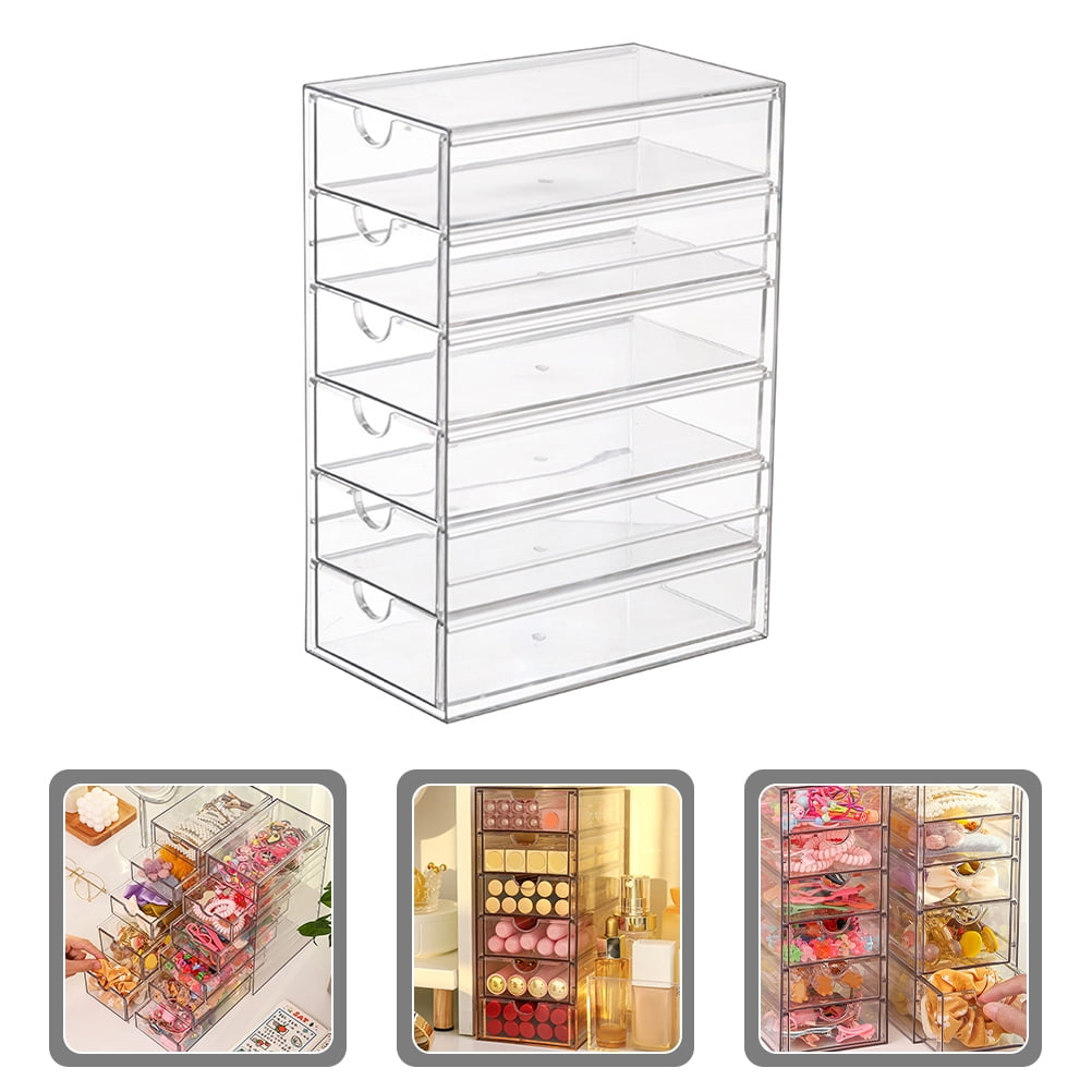 Mini Desk Organizer with 6 Drawers, Clear Plastic Desktop Drawer ...