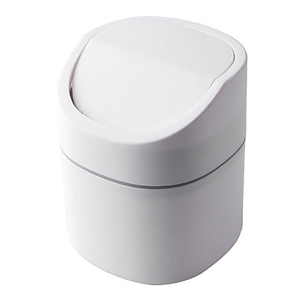 Mini Desk Trash Can with Lid Garbage Bin Small Table Top Plastic ...