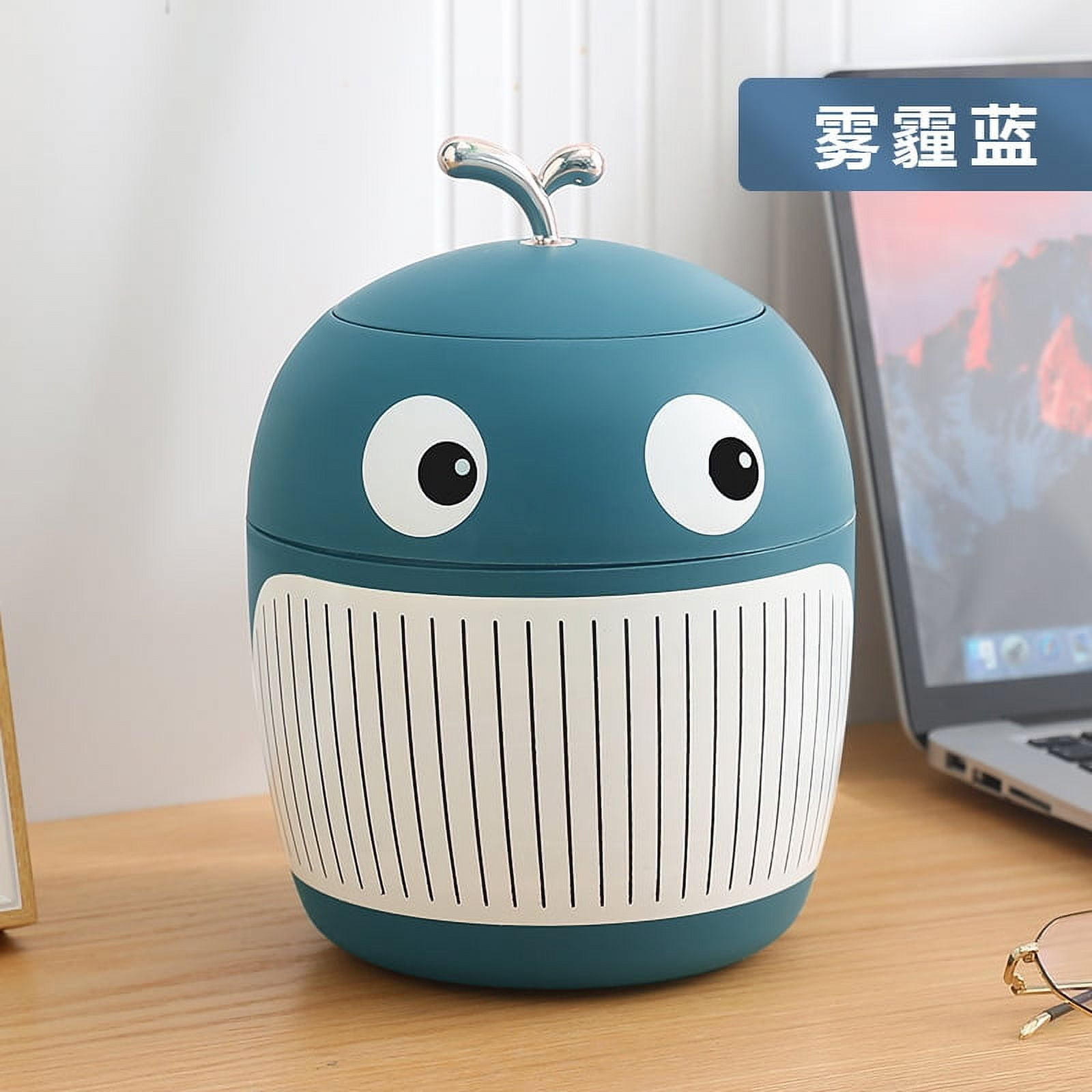 Mini Desktop Bin Little Whale Cute Trash Can with Cover Office Table ...