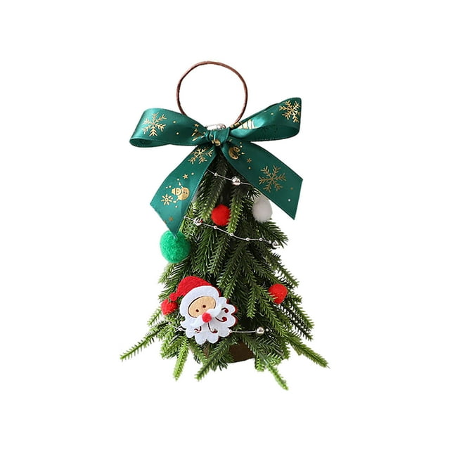 Mini Desktop Christmas Tree – Small Artificial Holiday Tree with Wood ...