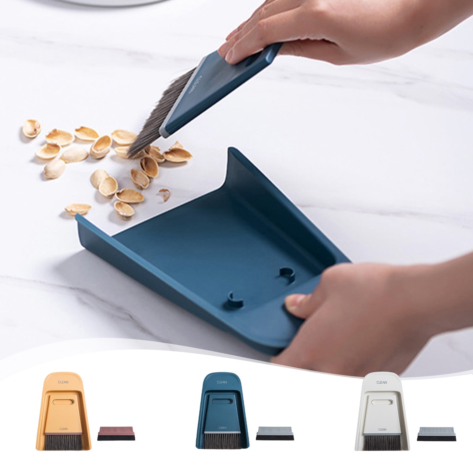 Mini Desktop Cleaning Brush and Dustpan Set | Dual Brush Heads for Wet ...