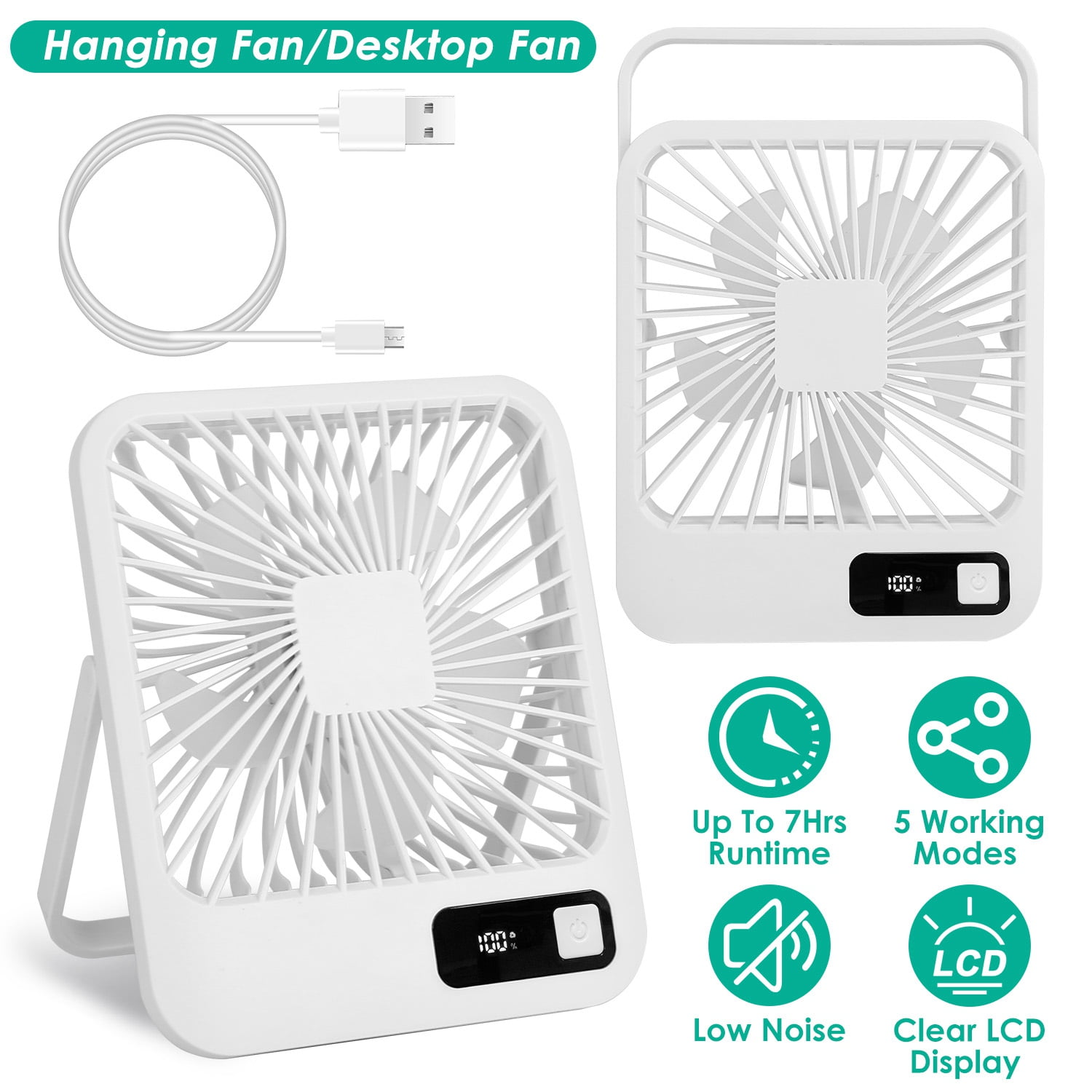 Mini Desktop Cooling Fan, TeqHome Rechargeable & Battery Powered ...