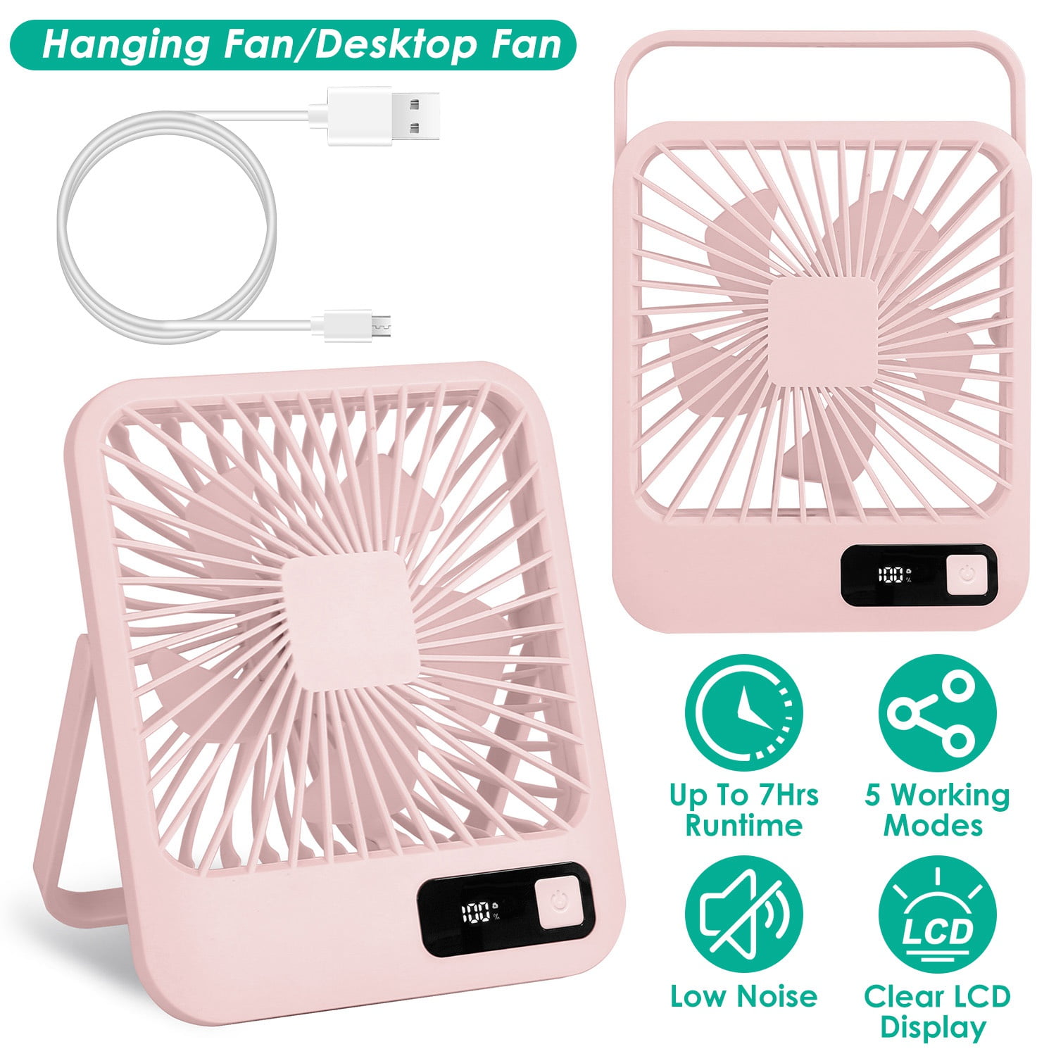 Mini Desktop LCD Display Cooling Fan iMounTEK Rechargeable Battery ...