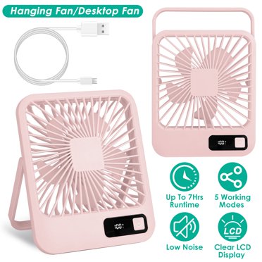 TREVA 5 Inch Oscillating Rechargeable Fan, USB Charging Port, 3 Speed ...