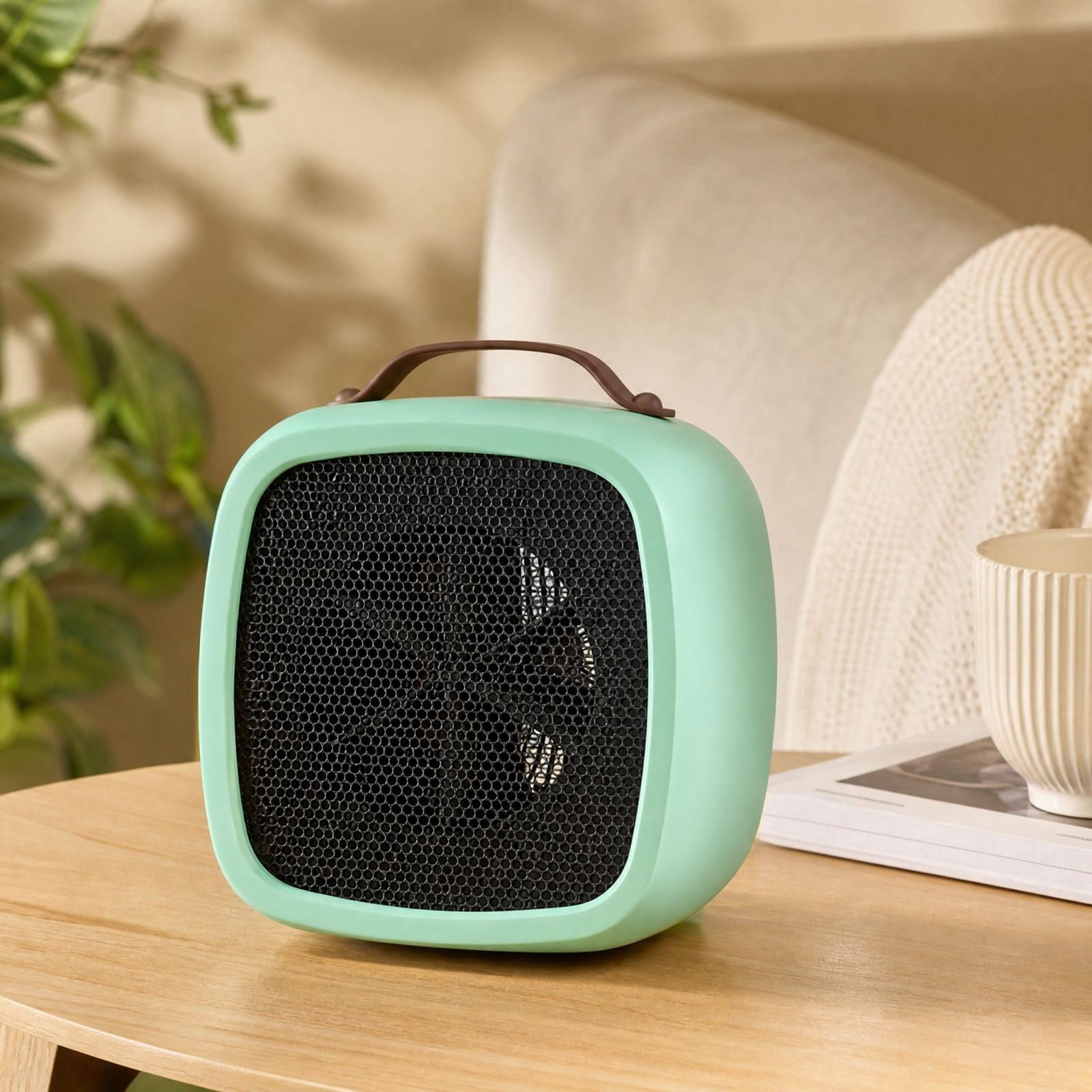 Mini Desktop Fan, Portable Electric Heater with Handle, Low Noise ...