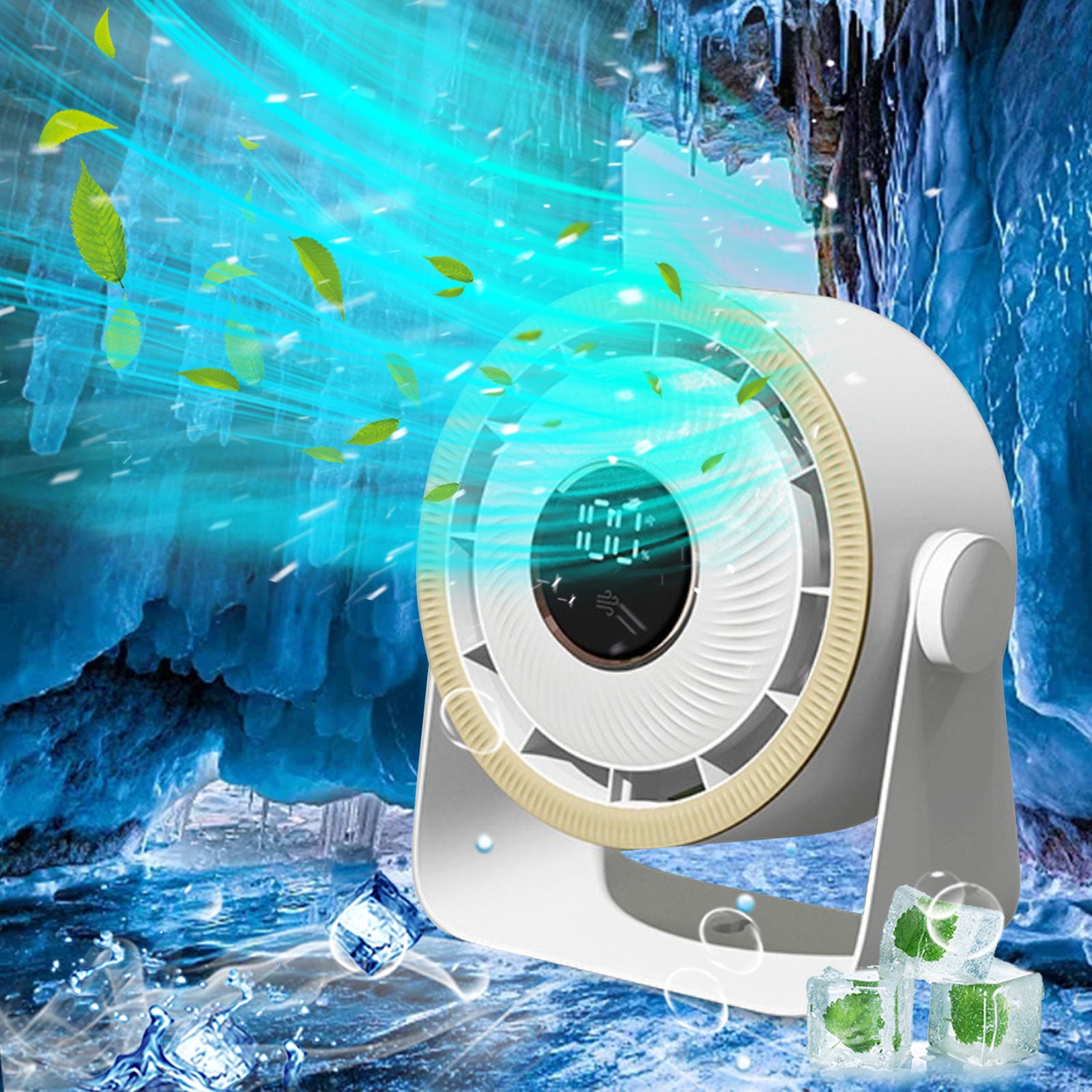 Mini Desktop Fan, Portable Small Turbine Fan, 4-Mode Speed Control ...
