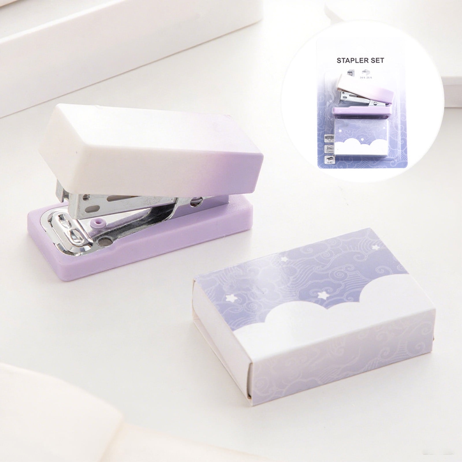 Mini Desktop Stapler with 400 Staples, Gradient Color Office Stapler ...