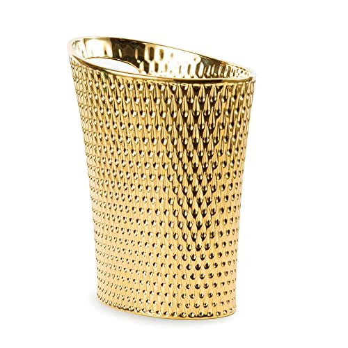 Mini Desktop Trash Can, 1.5L Capacity, Gold Color, Ceramic Material ...