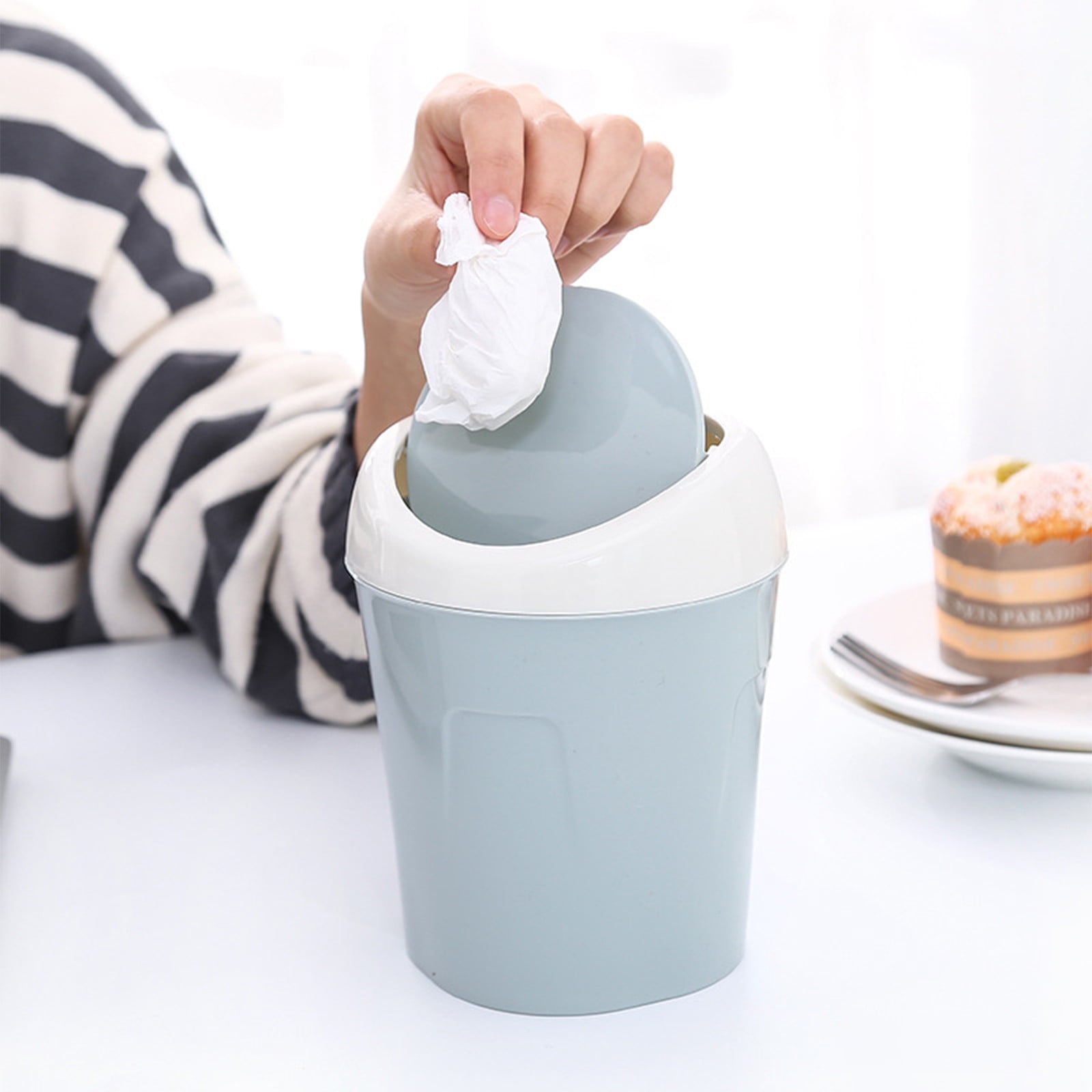 Mini Desktop Trash Can, Home Kitchen office Waste Bin, Lid Closed ...