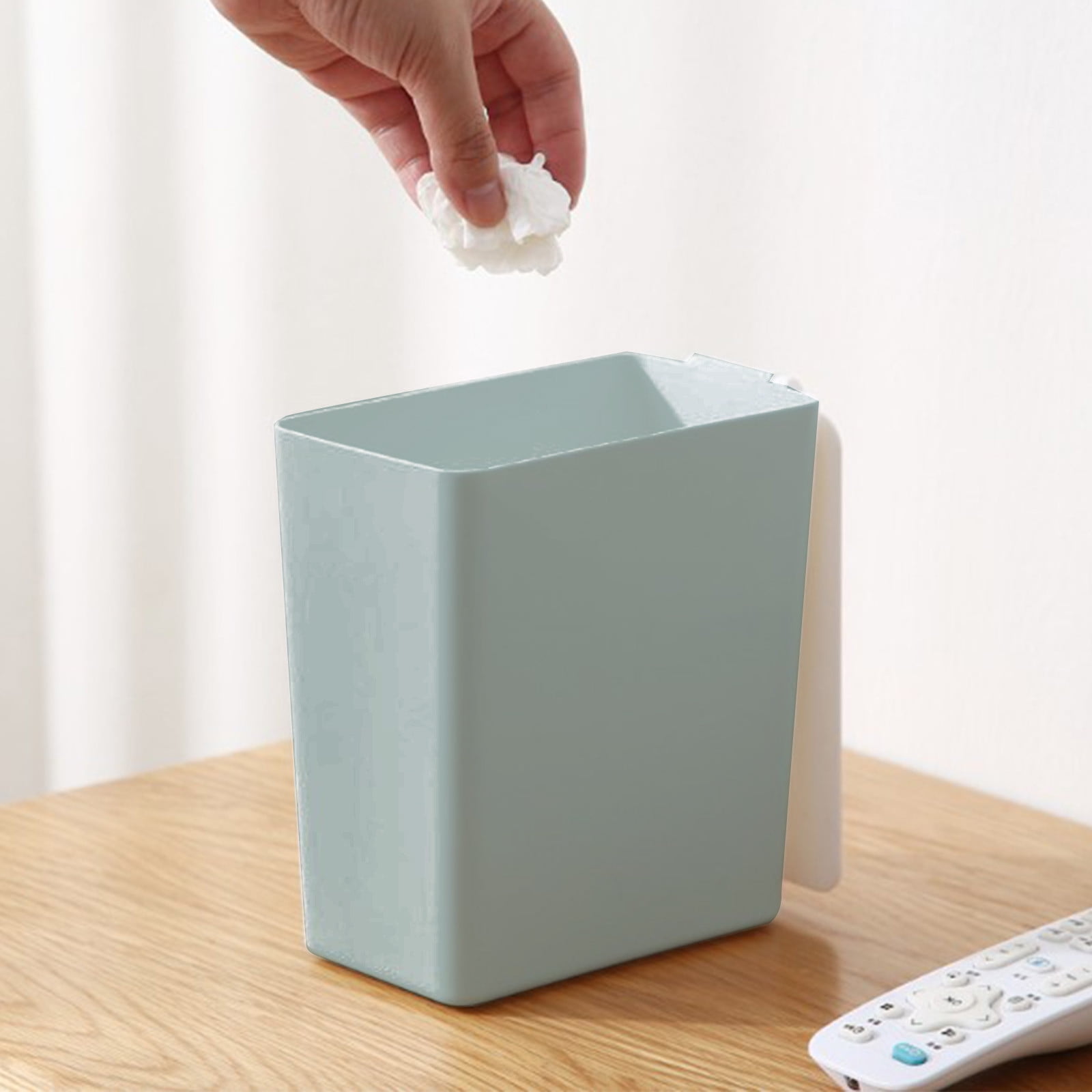 Mini Desktop Trash Can with Push Lid for Waste Paper Scraps Office Study Dressing Table Compact ...