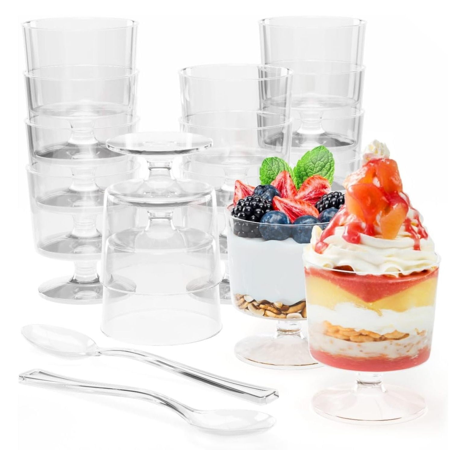 Mini Dessert Cups With Spoons 2,400 Pcs I Serves 1200 I Disposable Mini ...