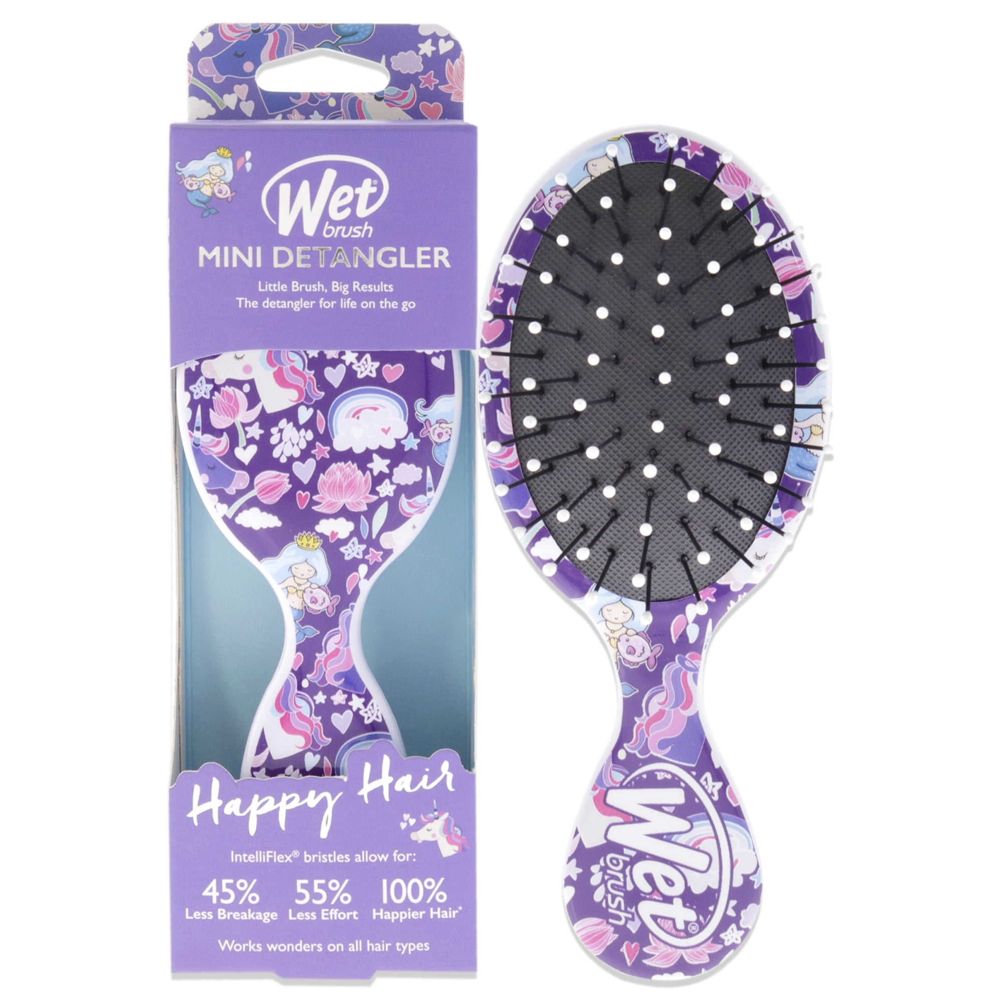 Mini Detangler Happy Hair Brush - Mermaids and Unicorns - Walmart.com