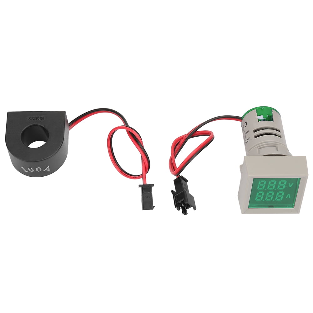 Mini Digital Ammeter/Voltmeter with Square Signal Lamp - Green 2-in-1 ...