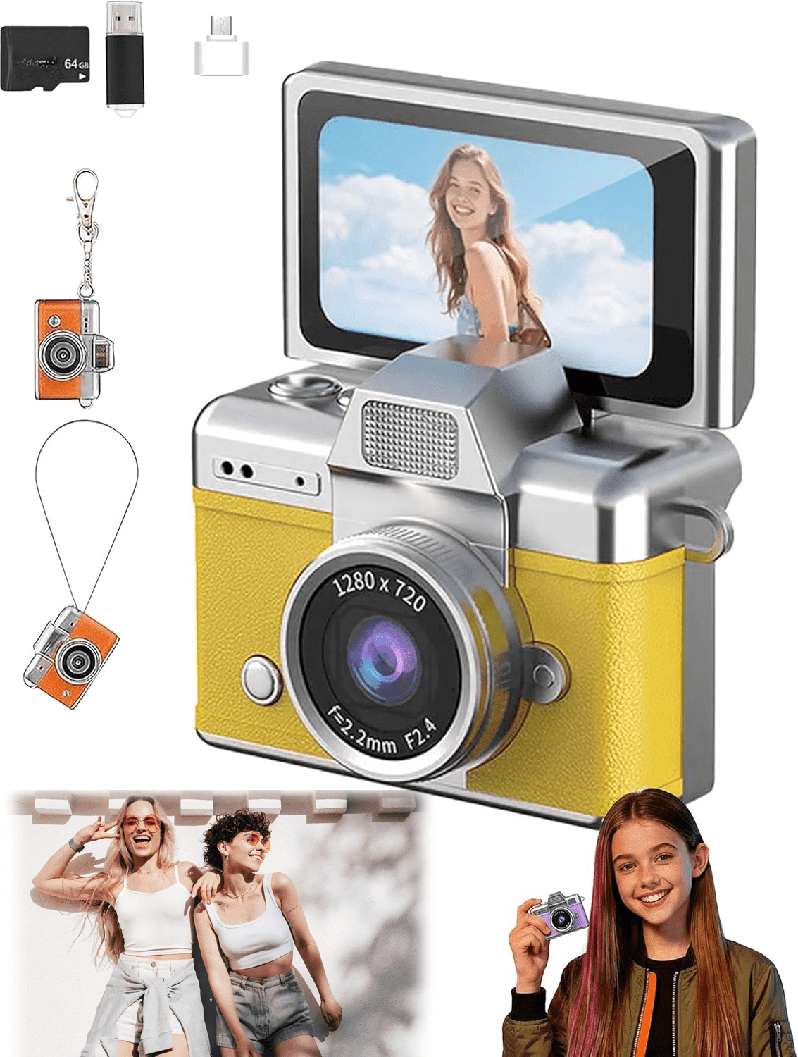 Mini Digital Camera with 1.47 in LCD Screen, 1080P Flip Screen Mini ...