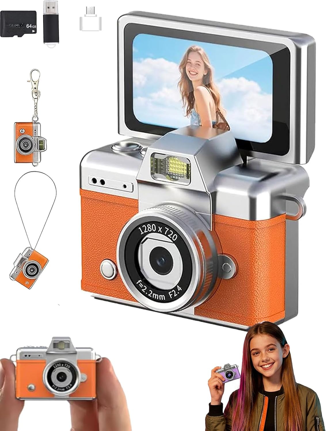 Mini Digital Camera with 1.47 in LCD Screen, 1080P Flip Screen Mini ...