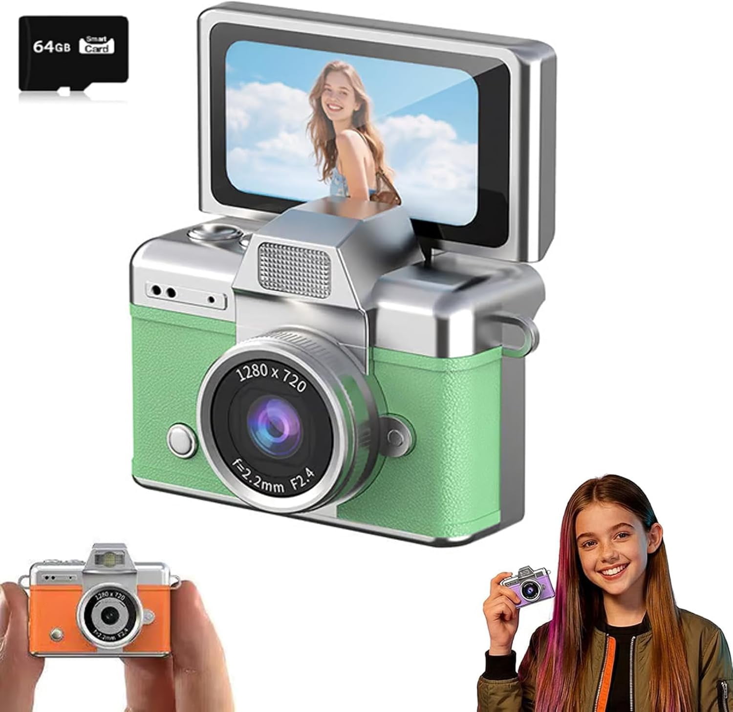 Mini Digital Camera with 1.47 in LCD Screen, 1080P Flip Screen Mini ...