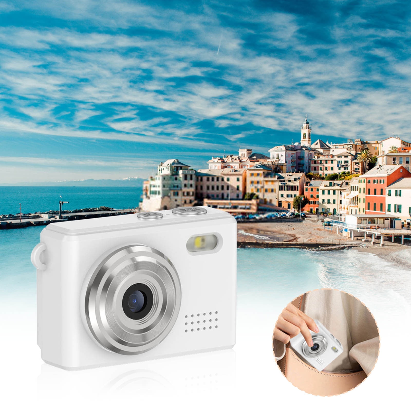 Mini Digital Camera, Retro Style, 8MP Sensor, LED Flash, Portable ...
