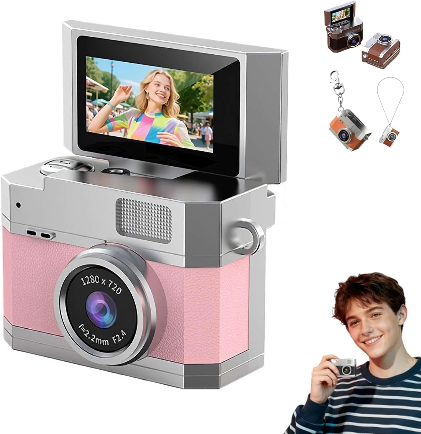 Mini Digital Camera,Thumb-Sized Flip Screen Mini Digital Camera,Retro ...