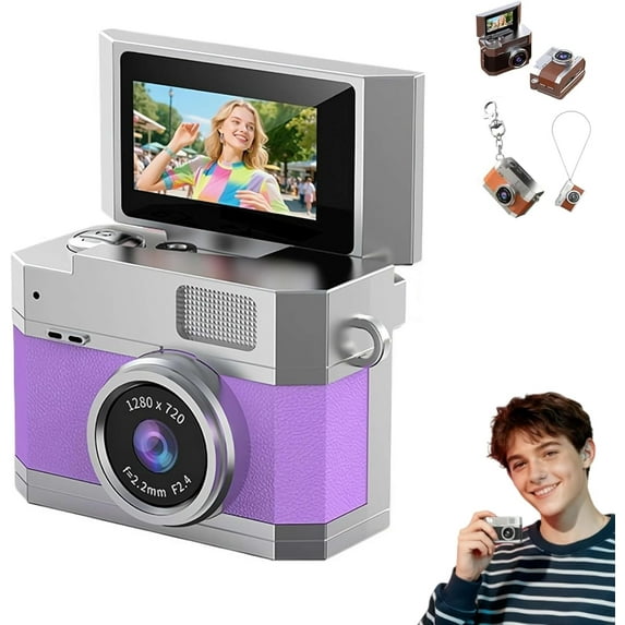 Mini Digital Camera with 180° Flip Screen - 2026 Thumb-Sized Retro CCD ...