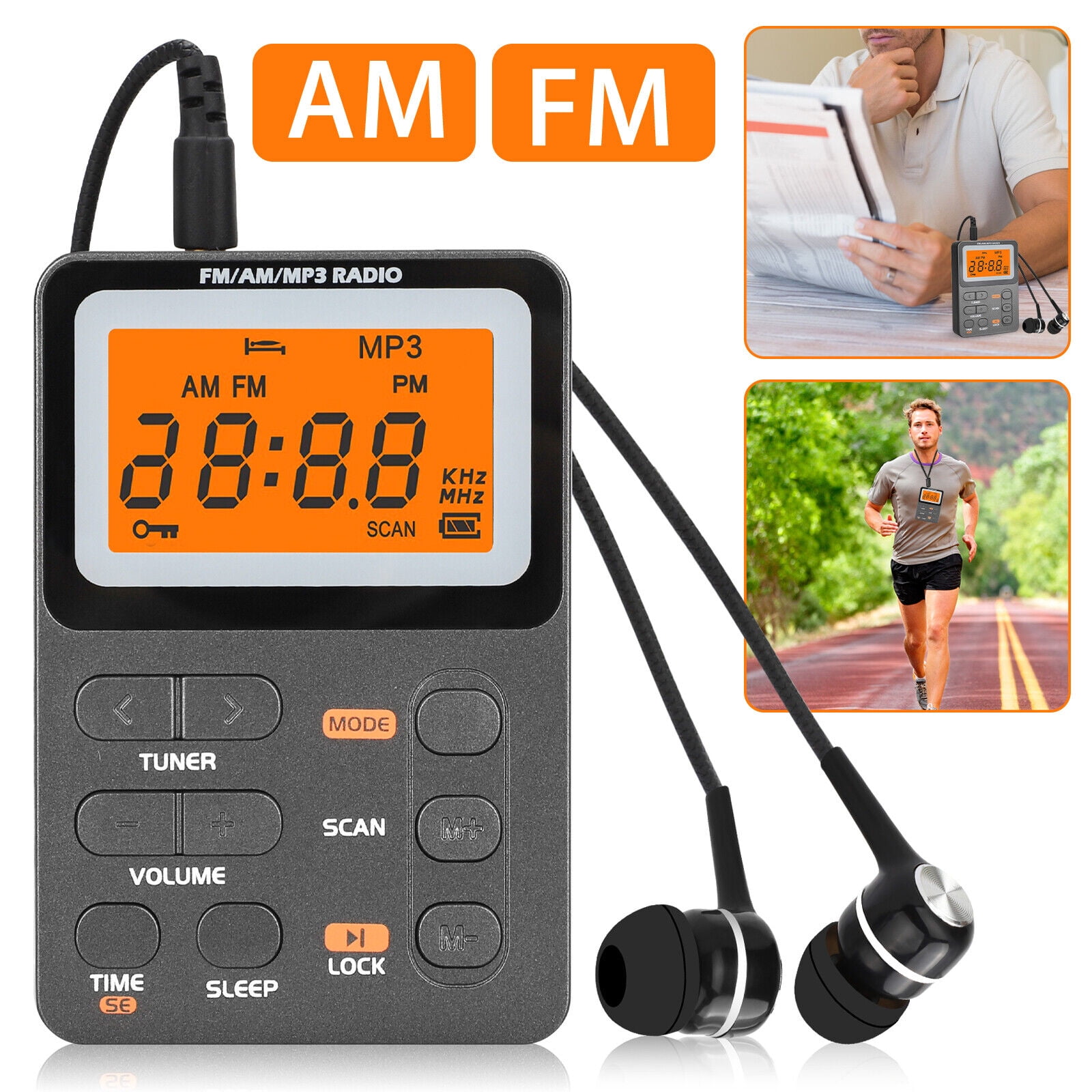 Mini Digital Portable Pocket LCD AM FM Radio Stereo USB Rechargeable w ...