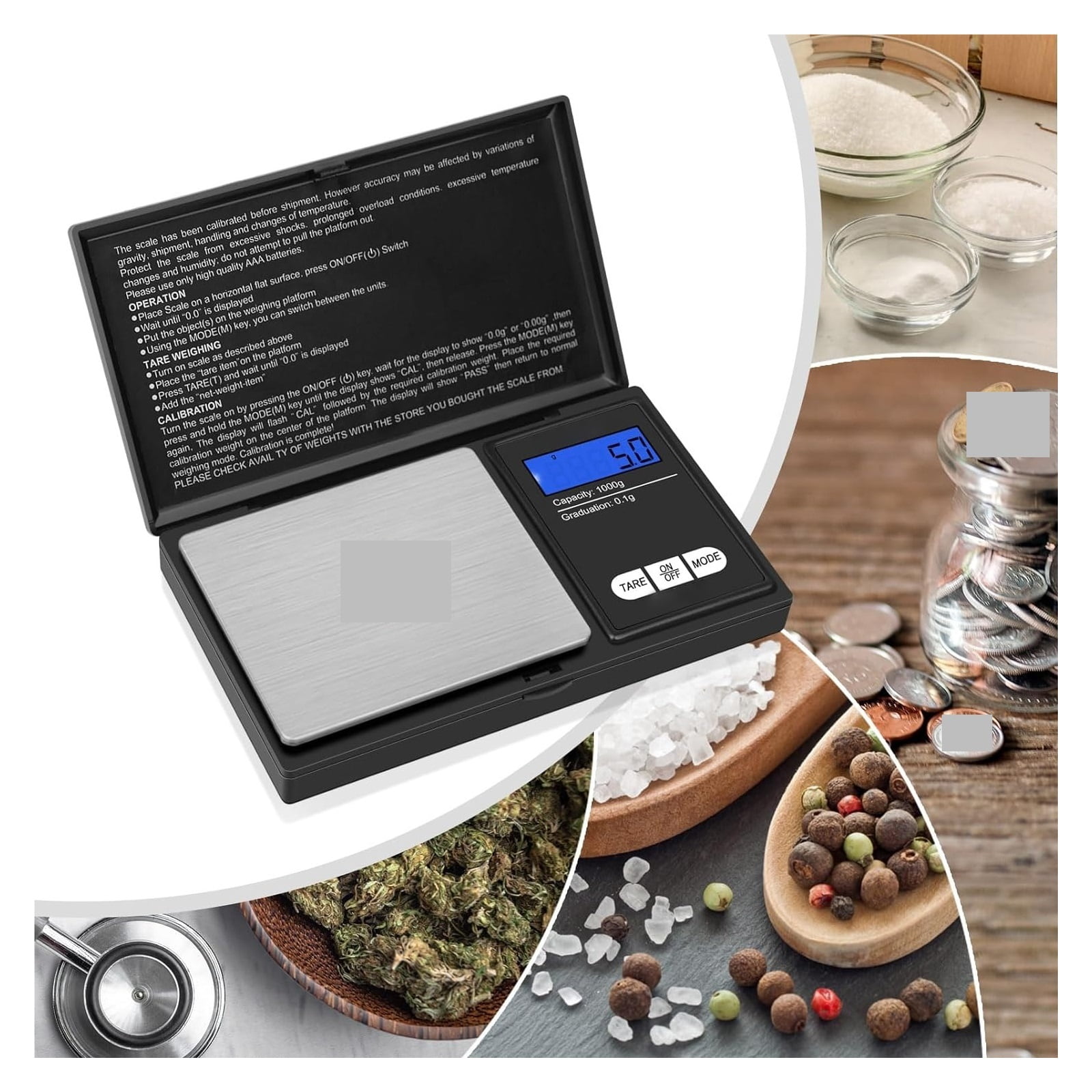 Mini Digital Scale for Jewelry Gram Weight for Kitchen Precise LCD ...