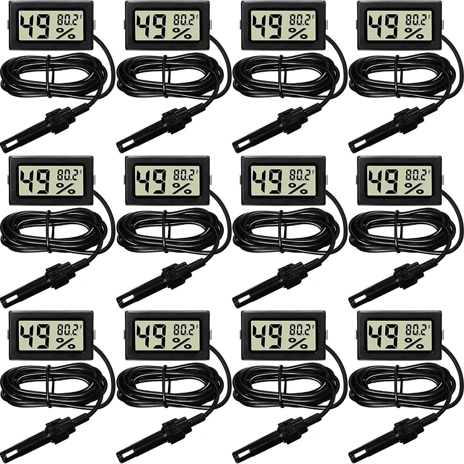 Mini Digital Temperature Humidity Meters Gauge with Probe Gauge LCD ...
