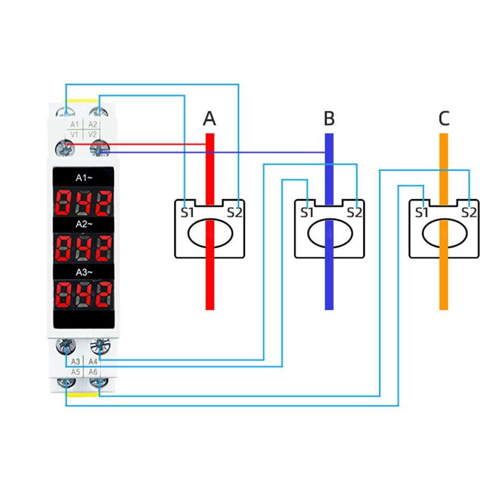 Mini Din Rail Digital Display Three-Phase Modular Current Meter Gauge ...