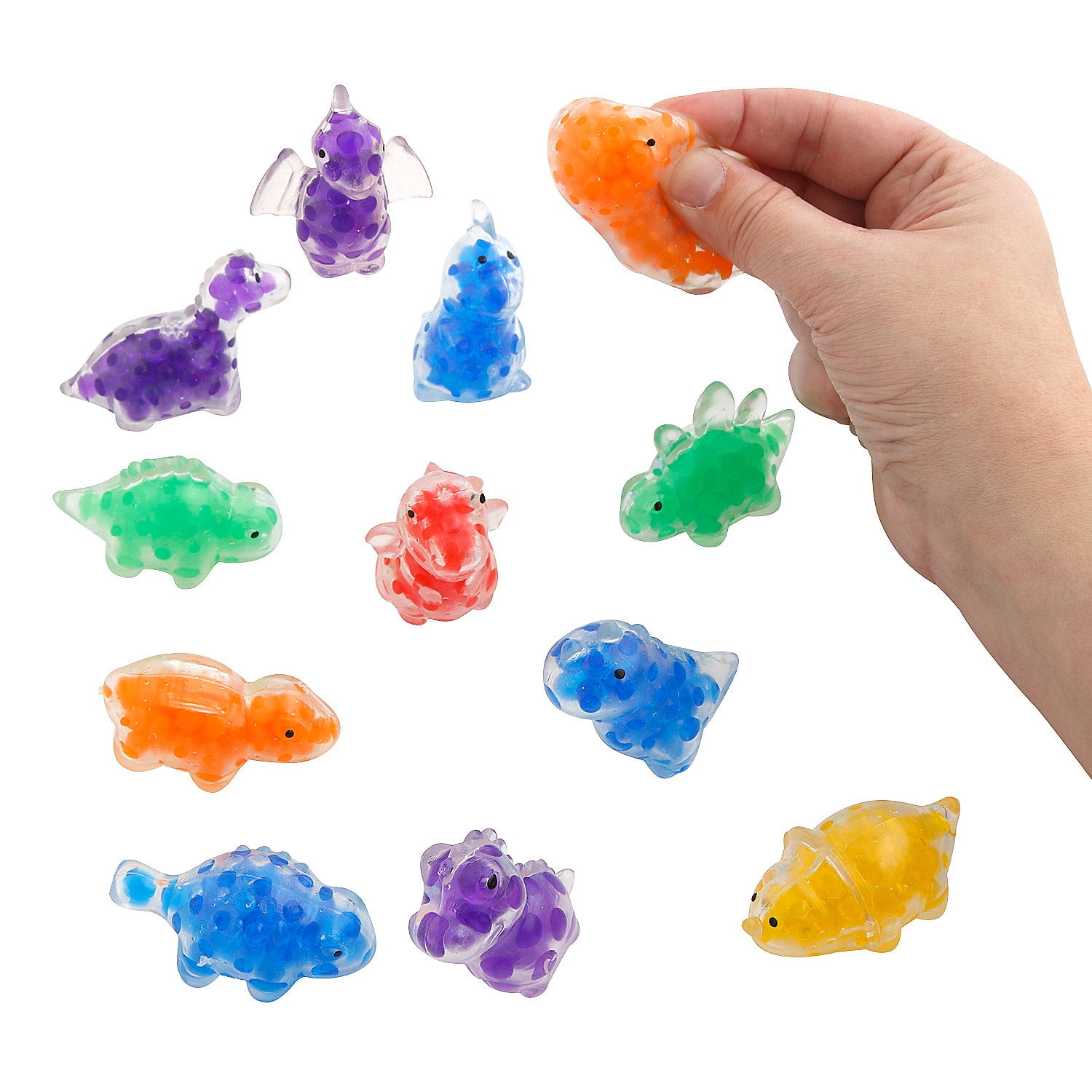 Mini Dinosaur Gel Bead Squeeze Toys - 12 Pc. - Walmart.com