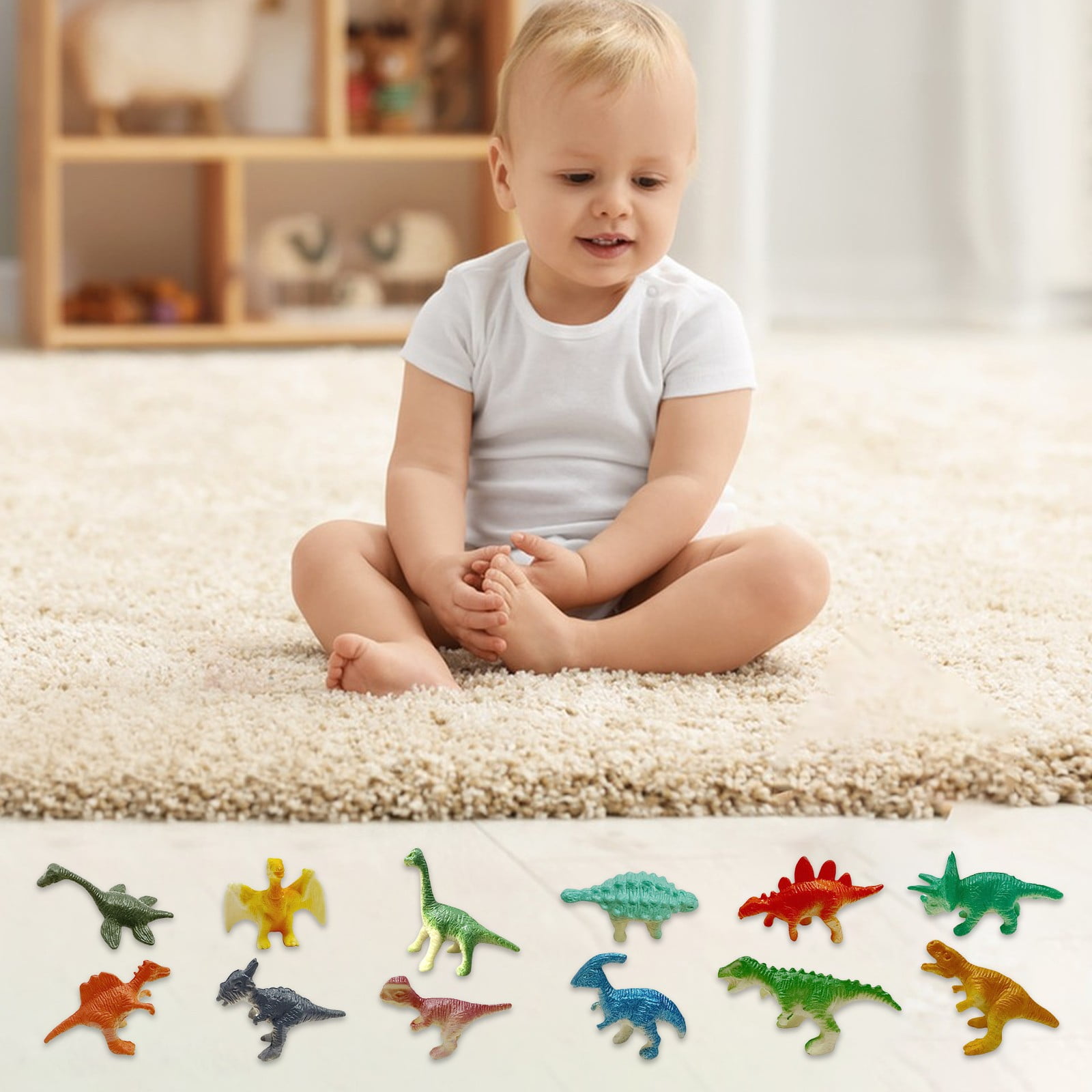 Mini Dinosaur Party Pack - 12pcs Plastic Miniature Dinosaur Figures, 2 ...