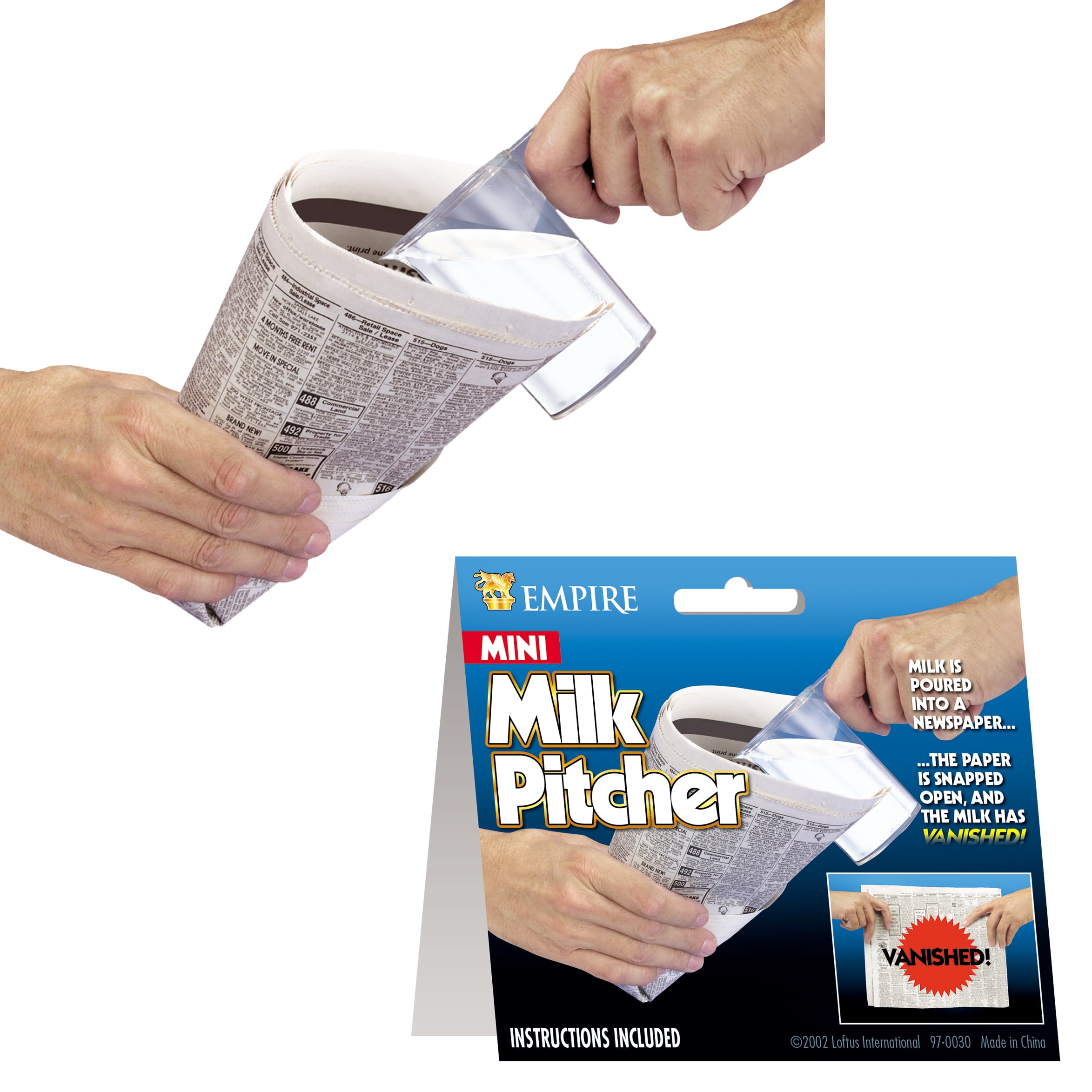 Mini Disappearing Milk in Newspaper Pitcher 3.5" Close-Up Magic Trick ...
