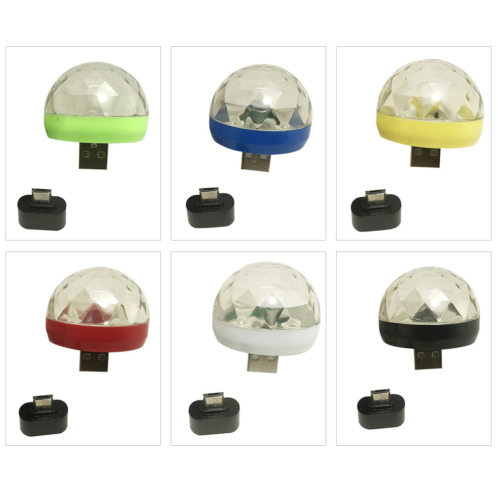 Mini Disco Light Rotating USB & Micro-USB Port Magic Ball Light RBG LED ...