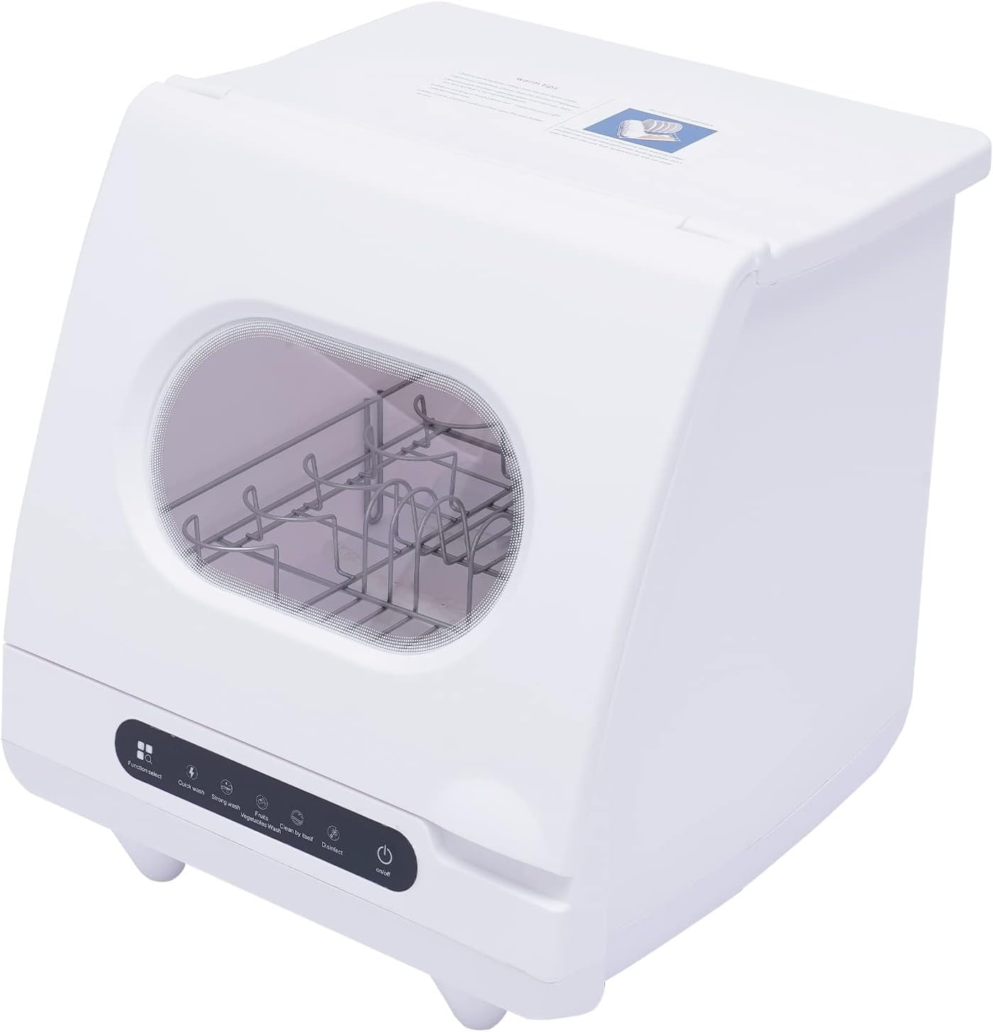 Mini Dishwasher, 1200W 5L 72°C Hot Water 360° Rotating 5 Wash Programs ...