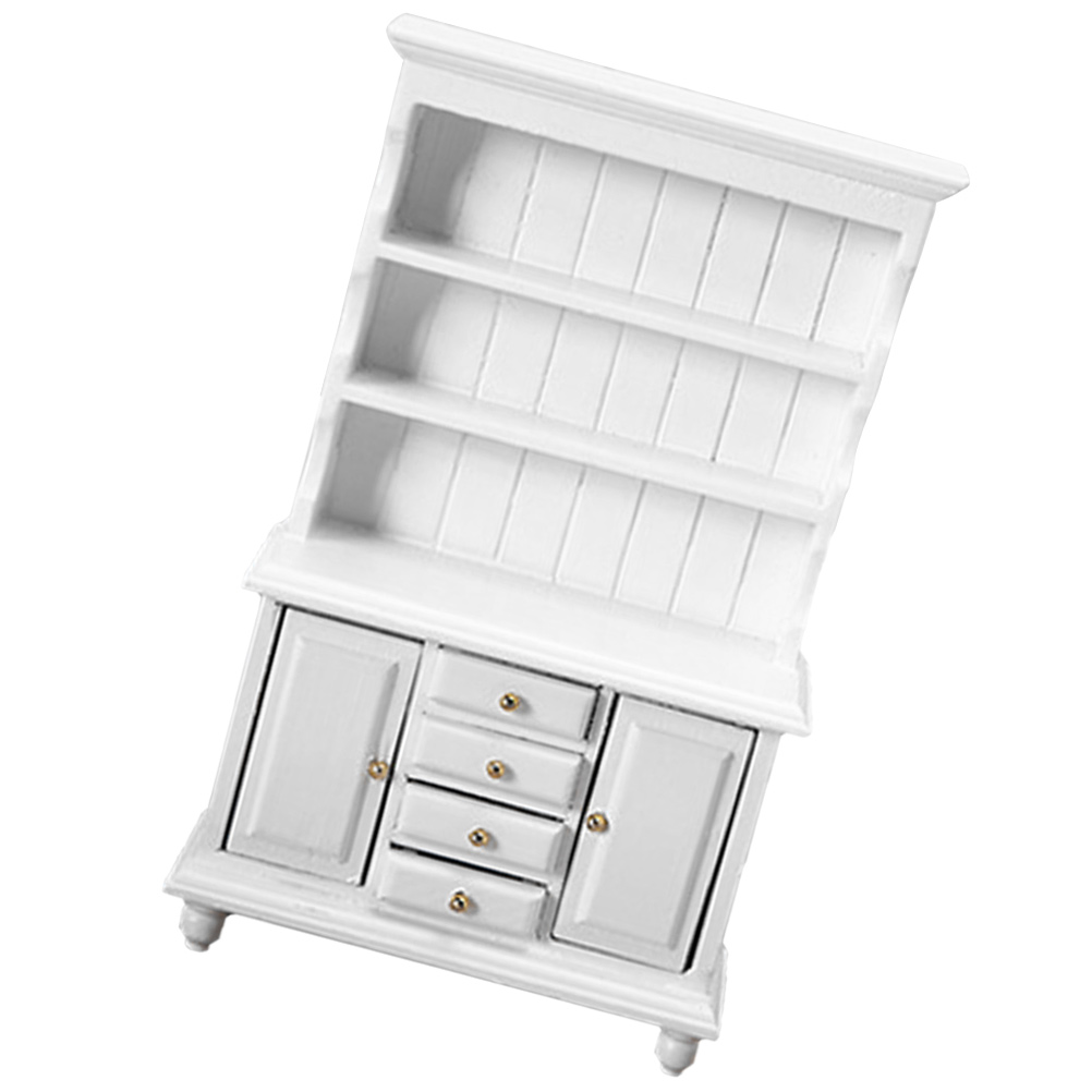 Mini Display Cabinet Kids Bookshelf Decor Lovely Miniature Toy Wood Toy ...