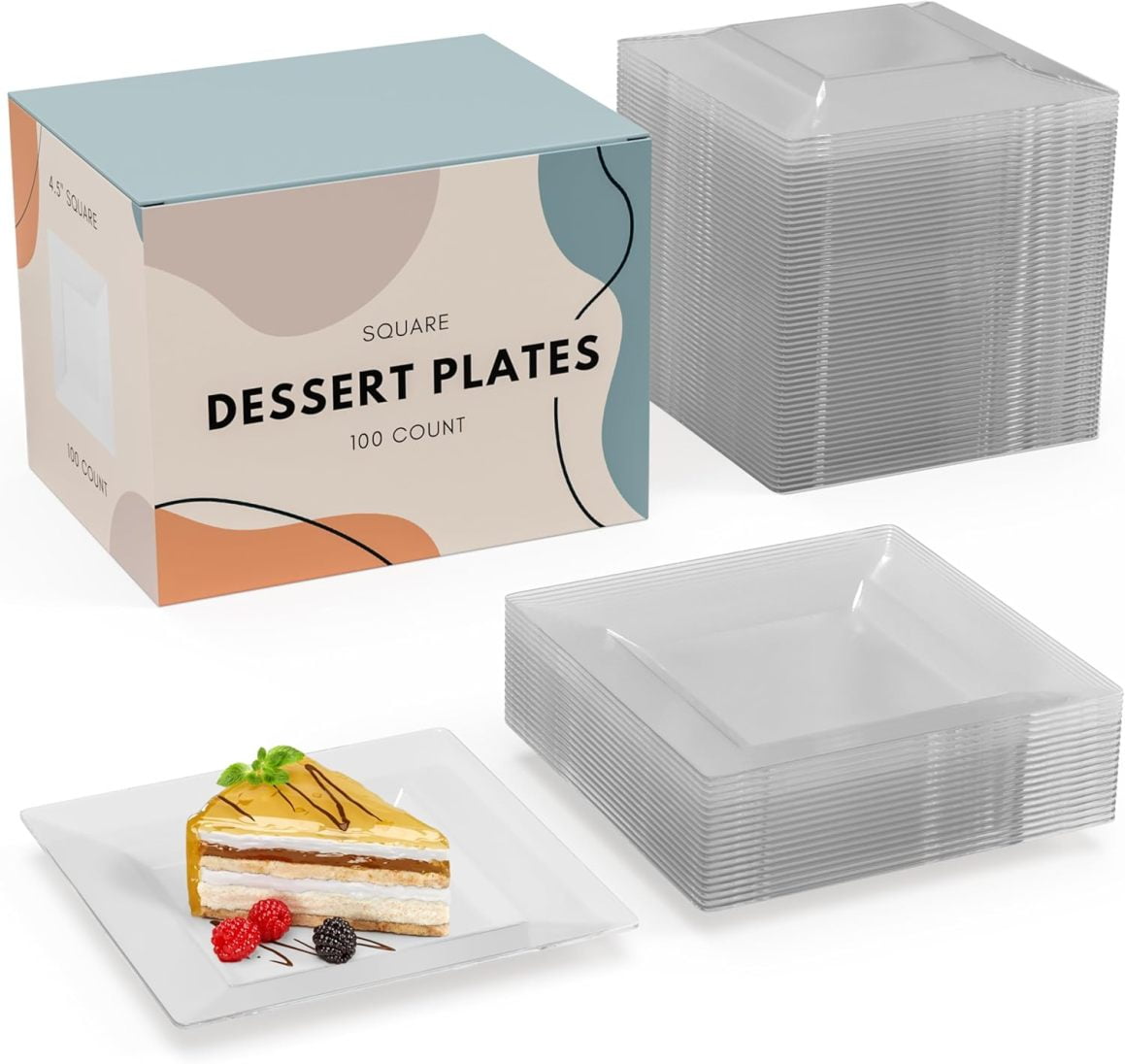 Mini Disposable Appetizer Plates - 100 Pack 4.5 In. x 4.5 In. Crystal ...