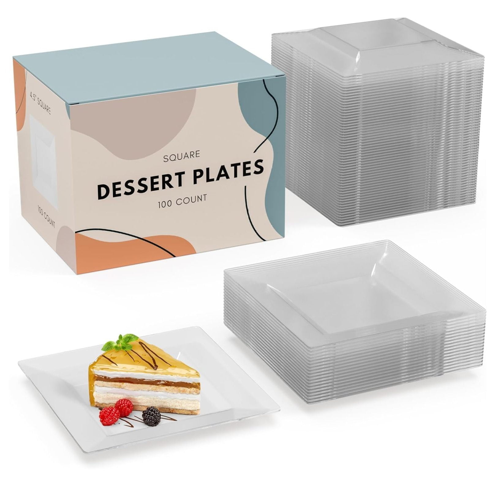 Mini Disposable Appetizer Plates - 100 Pack 4.5 In. x 4.5 In. Plastic ...