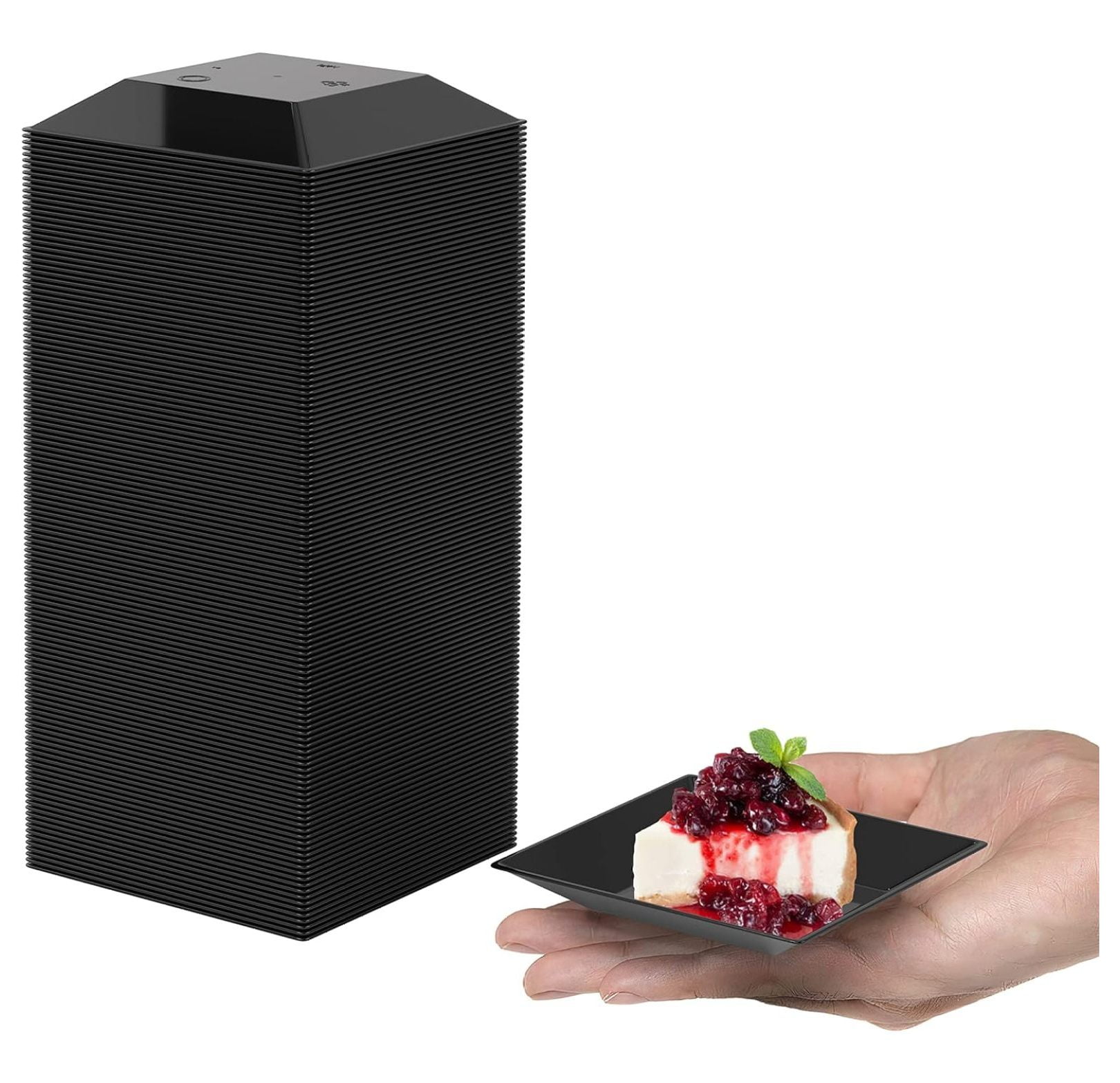 Mini Disposable Appetizer Plates - 200 Pack 2.95 In. x 2.95 in. Black ...