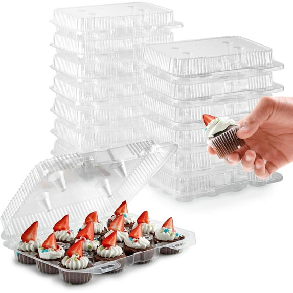 Mini Disposable Plastic Cupcake Containers (20 Pack) 12 - Count Tray ...