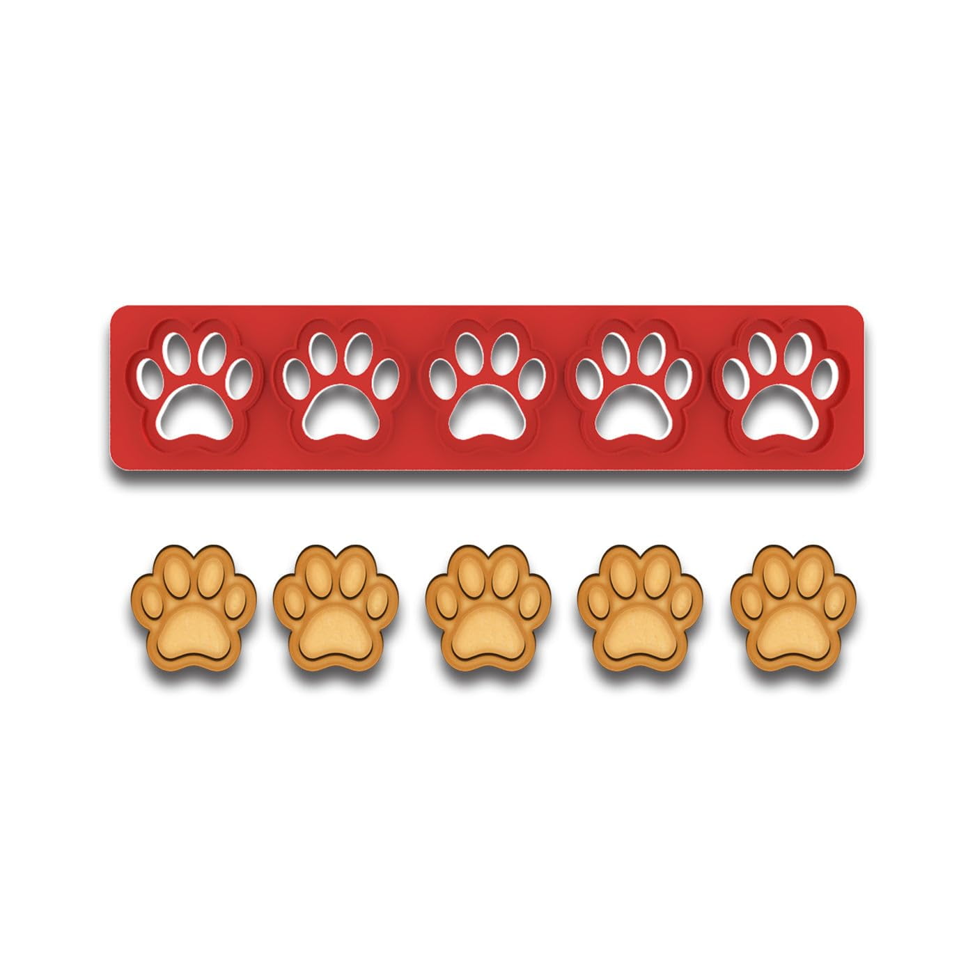Mini Dog Paw Cookie Cutter Strip - 5 Paws (1.2" Each), Perfect for Pet ...