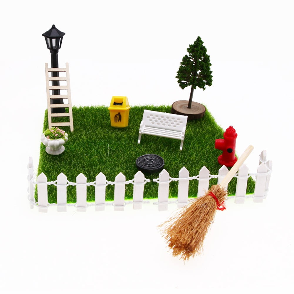 Mini Dollhouse Garden Accessories Set - 12 Piece Lawn Courtyard ...
