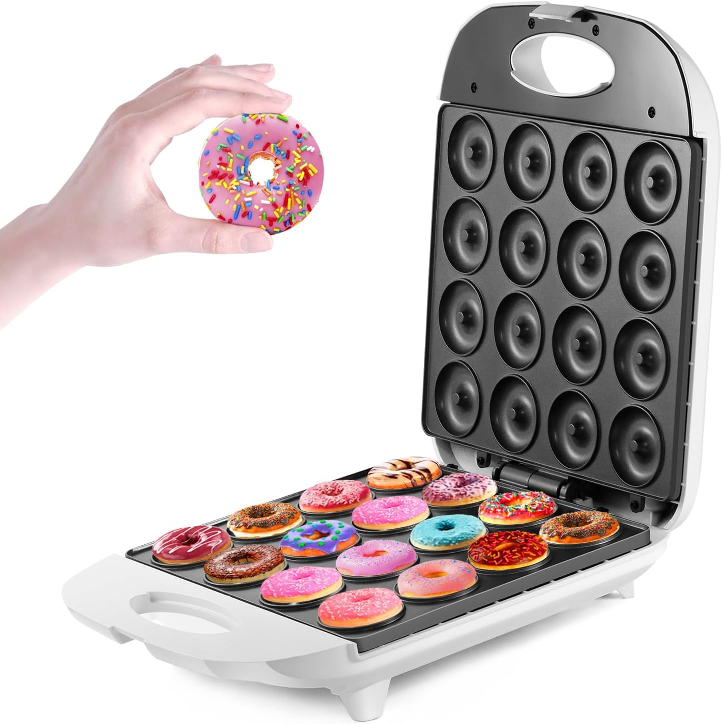 Mini Donut Maker, 16 Holes Small Doughnuts Maker Machine, Mini Pancake ...