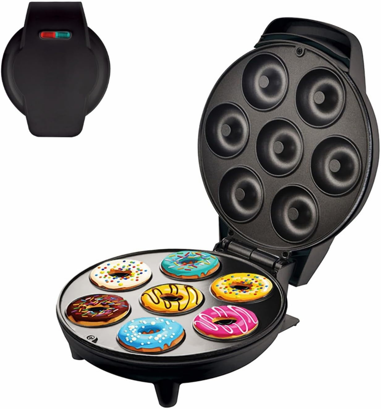 Mini Donut Maker 7 Holes, 1200W Electric Donut Press Machine, Mini ...