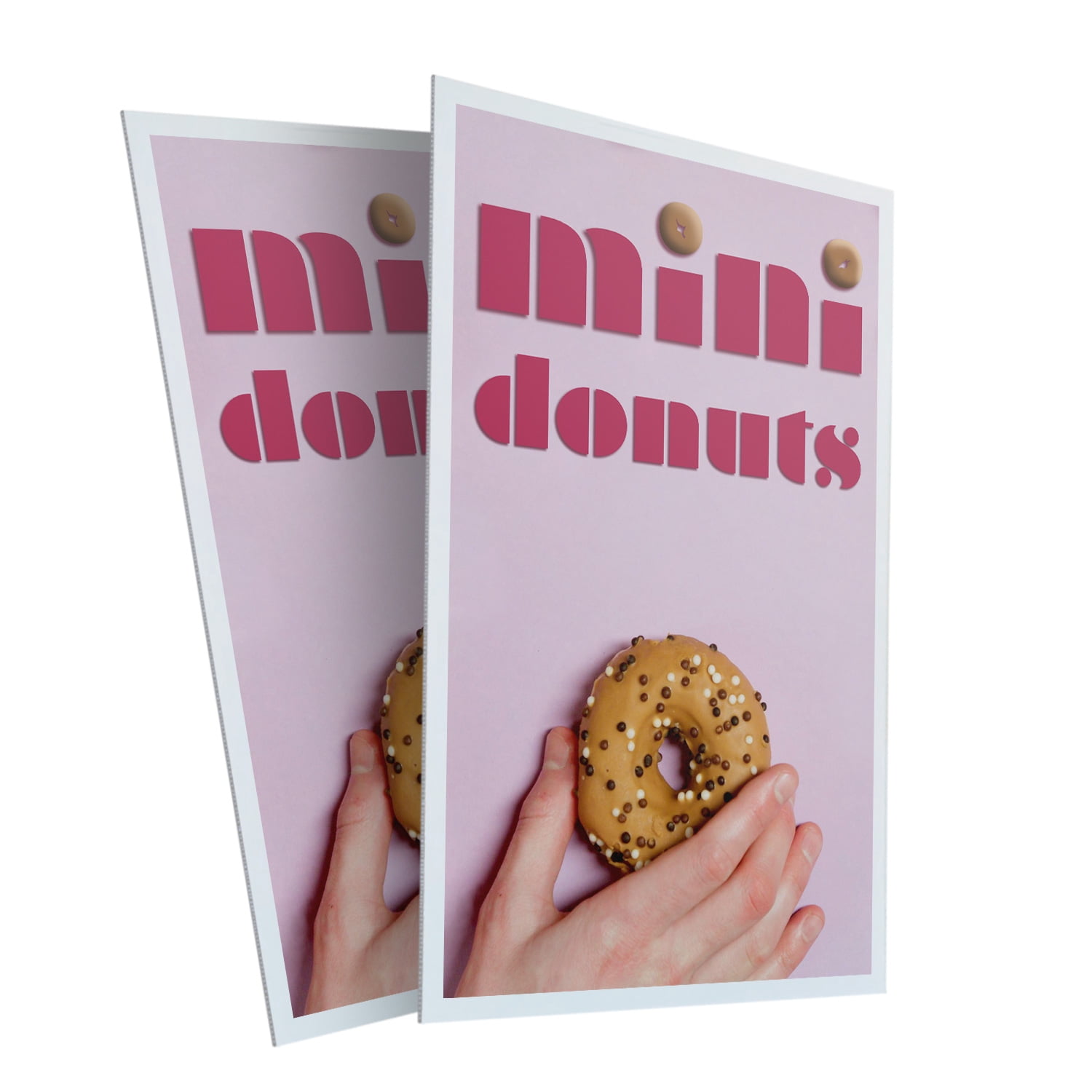 Mini Donuts (2-Pack) 24 Inch x 36 Inch Plastic Signs | Sign Insert 4mm ...