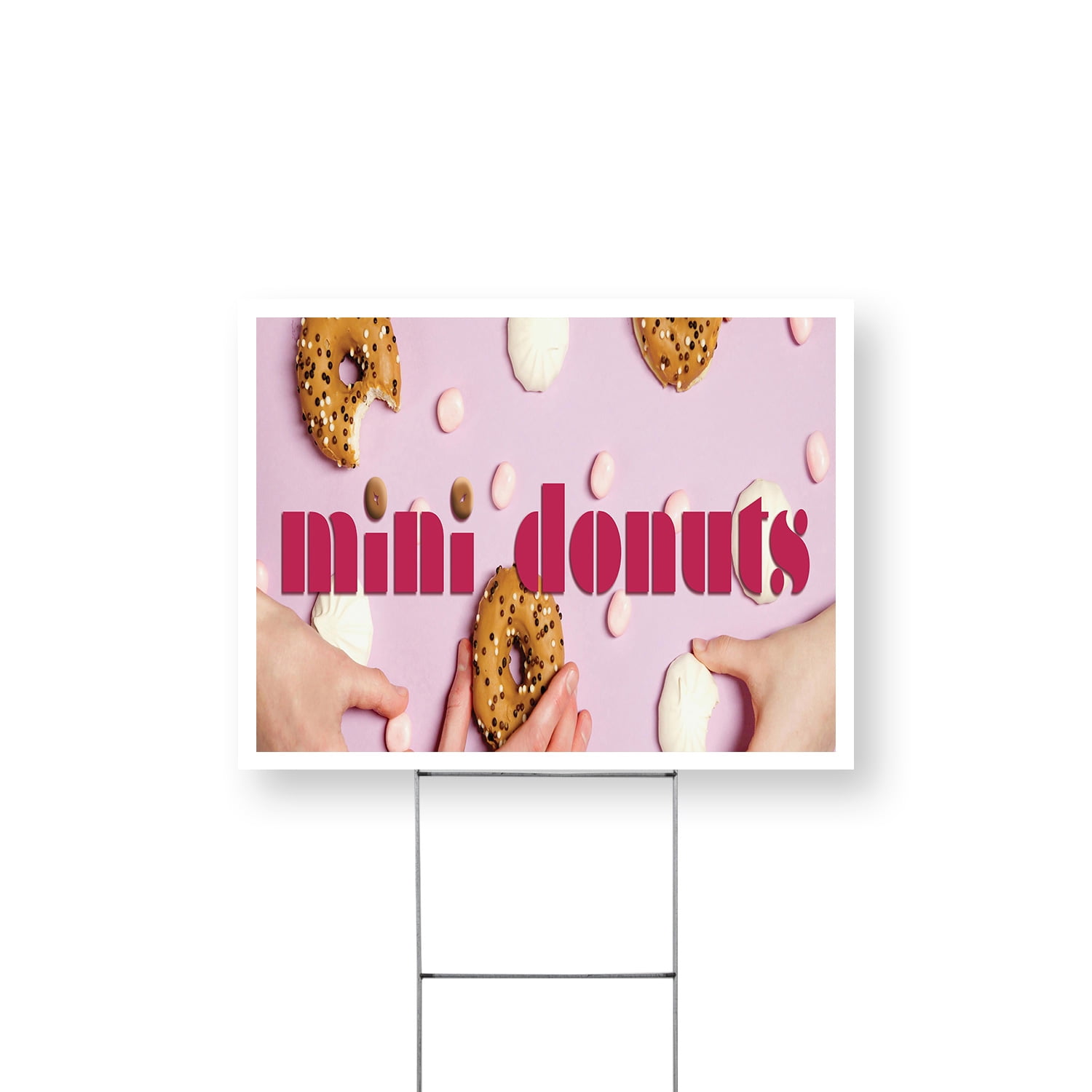 Mini Donuts Yard Sign 18 Inch x 24 Inch Double Sided Weatherproof Heavy ...