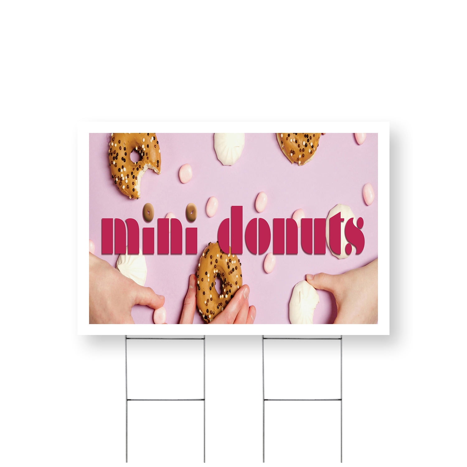 Mini Donuts Yard Sign 24 Inch x 36 Inch Double Sided Weatherproof Heavy ...